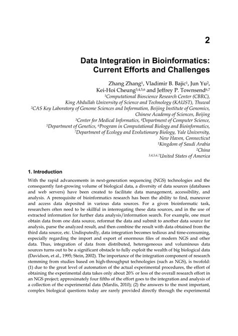 Pdf Data Integration In Bioinformatics Current Efforts And Challenges Pdf Data Integration In Bioinformatics Current Efforts And Challenges