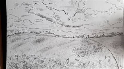 Как нарисовать Поле в деревне Рисунки карандашом 10 Youtube