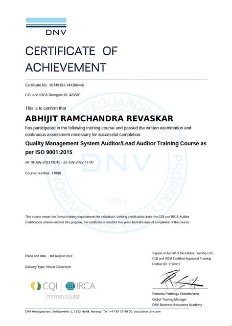 I Am Happy To Share That I Have Successfully Completed Lead Auditor Course Iso 9001 2015