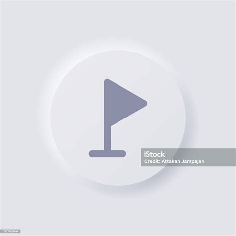 삼각형 플래그 아이콘 웹 디자인 응용 프로그램 ui 등을 위한 white neumorphism 소프트 ui 디자인 버튼 벡터 3