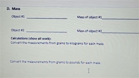 Solved D ﻿massobject 1mass Of Object 1object 2mass Of