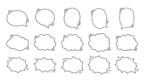 手描きのテキスト ボックス かわいい漫画風の会話ダイアログ Premiumベクトル素材