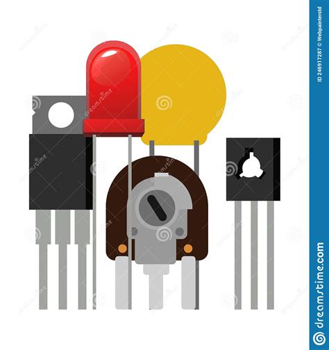Set Of Radio Components And Multimeter Element For Radio Circuit Object Isolated On White