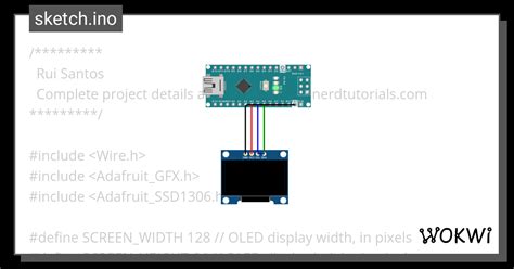 OLED Scrolling Hello Wokwi ESP32 STM32 Arduino Simulator