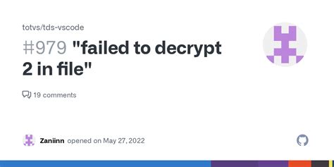 Failed To Decrypt 2 In File · Issue 979 · Totvs Tds Vscode · Github