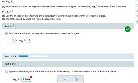 Solved For Log45 A Estimate The Value Of The Logarithm Chegg Com