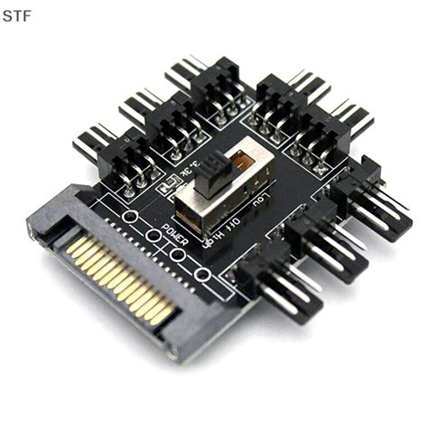 STF Computer Fan Hub 8 Way Fan Speed Controller FAN HUB 3pin 4 Pin Expansion Line SATA Interface