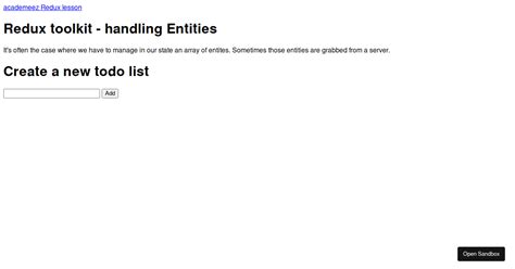 Redux Toolkit Entities Codesandbox