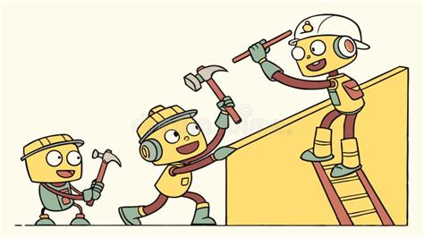 Robot Climbing Construction Automated Building Progress Vector Design Generative Ai Stock
