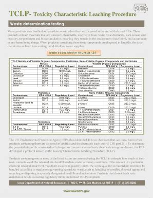 Fillable Online Iowadnr TCLP Toxicity Characteristic Leaching Procedure Fax Email Print PdfFiller