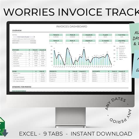 Excel Invoice Tracker Dashboard Etsy