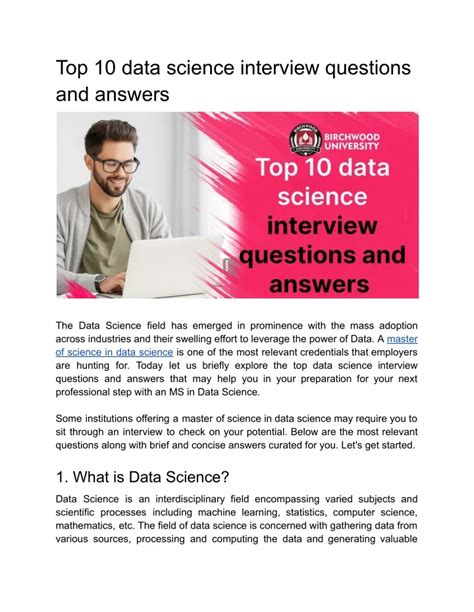 ppt top 10 data science interview questions and answers powerpoint