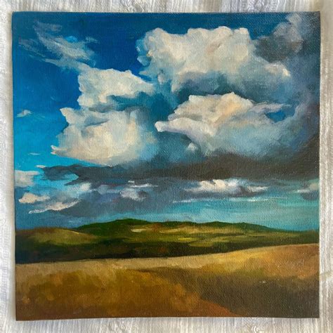 Облачный пейзаж Картина маслом 20х20 в интернет магазине на Ярмарке Мастеров Картины