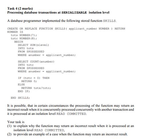 Solved Task 4 2 Marks Processing Database Transactions At