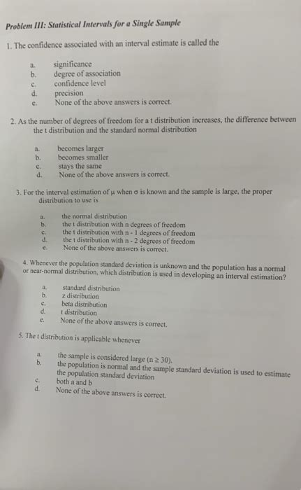 Solved Problem Istatistical Intervals For A Single Sample