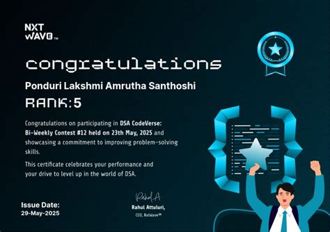 🎉 Super Thrilled To Share That I Secured 5th Rank In The Dsa Codeverse