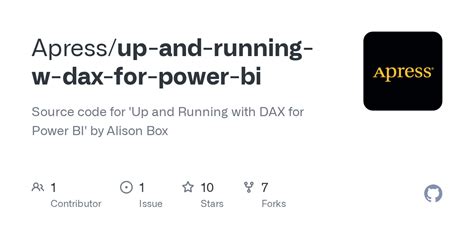Github Apress Up And Running W Dax For Power Bi Source Code For Up And Running With Dax For
