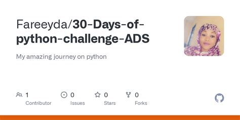 GitHub Fareeyda Days Of Python Challenge ADS My Amazing Journey On Python