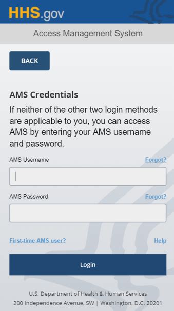 HHS AMS How To Log Into AMS With Your AMS Credentials