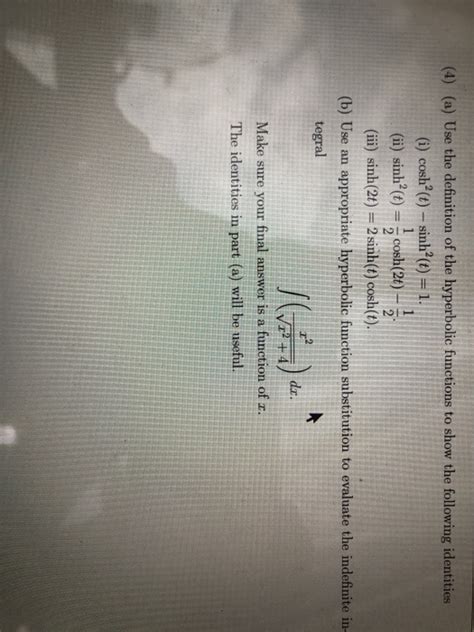 Solved A Use The Definition Of The Hyperbolic Chegg
