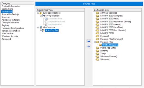 creating sub folders for files when building a labview application ni