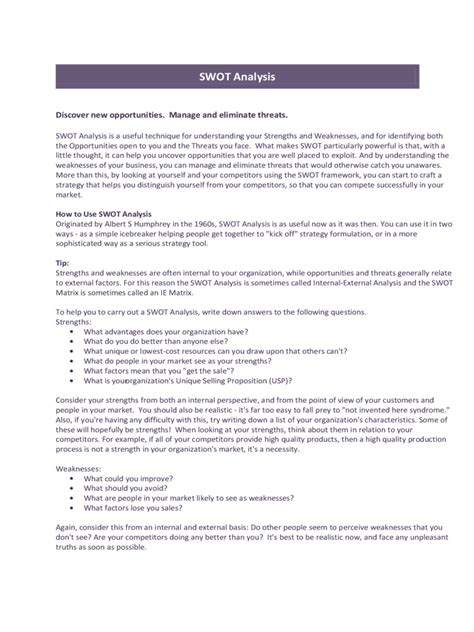 SWOT Analysis Template 8 Free Templates In PDF Word Excel Download