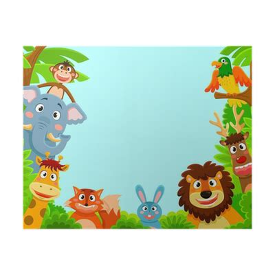 Poster Happy Animals Creating A Framed Background Pixersnetau