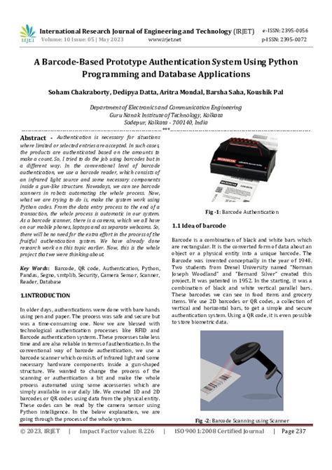 Pdf A Barcode Based Prototype Authentication System Using Python