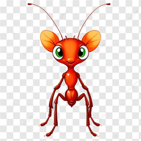 Vivid Antennae Animation Character Cute Red Ant With Glowing Eyes