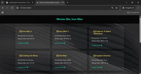 Movie Recommendation System Django Machine Learning