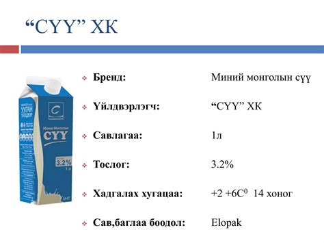 Сүү сүүн бүтээгдэхүүний танилцуулга сав баглаа боодол Pptx