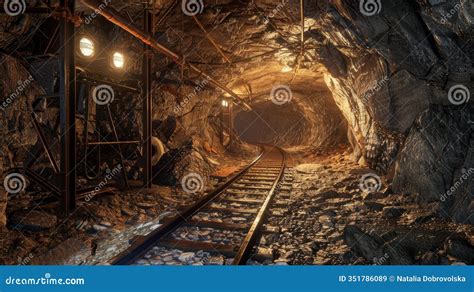 Industrial Mine Site With Excavation Machinery Digging Deep To Extract Valuable Minerals Stock