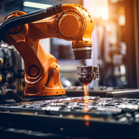 Industrial Robot Arm Precision Welding In Factory Stock Illustration Illustration Of Automated