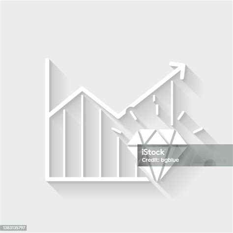 다이아몬드와 함께 그래프를 성장 빈 배경에 긴 그림자아이콘 플랫 디자인 번쩍이는에 대한 스톡 벡터 아트 및 기타 이미지 번쩍이는 화살표 3차원 형태 Istock