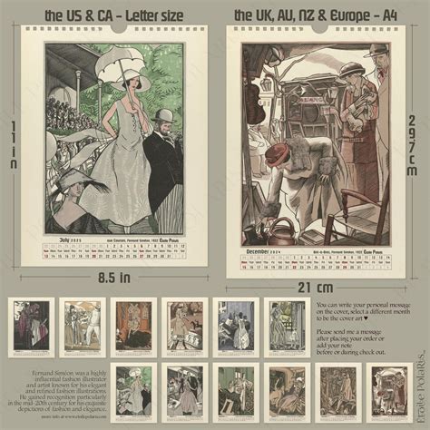 2026 Wall Calendar Art Deco Fashion Illustrations By Fernand Siméon