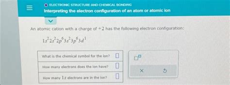 Solved An Atomic Cation With A Charge Of 2 Has The