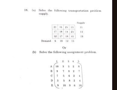 18 Ii Solve The Following Transportation StudyX