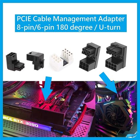 Graphic Card Gpu Cable Management 8pin 6pin Pcie U Turn 90 Degree 180 Degree Angle Connector