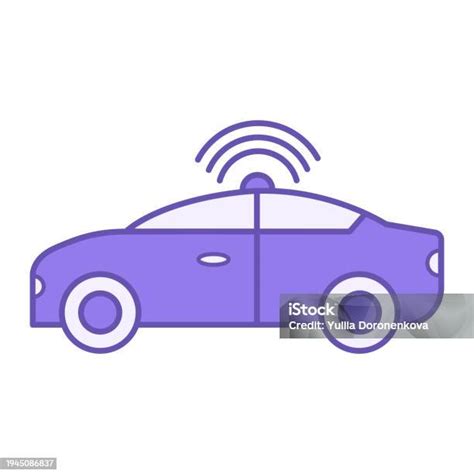 자율 주행 차량 색상 아이콘입니다 무인 자동차의 벡터 그림입니다 기술 개념 감지기에 대한 스톡 벡터 아트 및 기타 이미지 감지기 검은색 교통수단 Istock