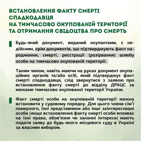 Встановлення факту смерті спадкодавця на тимчасово окупованій території