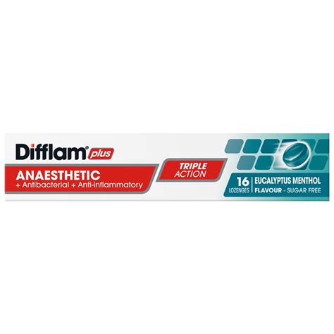 Buy Difflam Plus Anaesthetic Sugar Free Menthol And Eucalyptus 16 Lozenges Online At Chemist