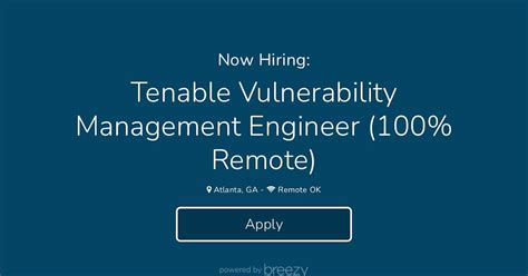 Tenable Vulnerability Management Engineer 100 Remote At Imaginex Consulting