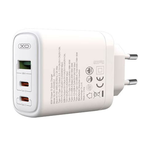 Xo Ce04 Usb C Lader Pd 65w 2xusb C 1xusb A Hvid 199 Dkk