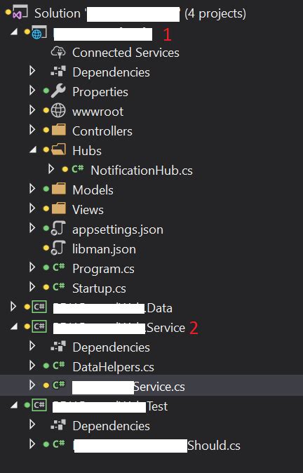 c signalr access hub class from another project stack overflow