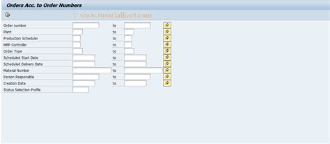 CO SAP Tcode Orders According To Order Numbers