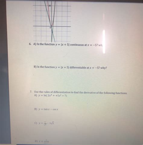 solved 6 a is the function y x 5 continuous at x