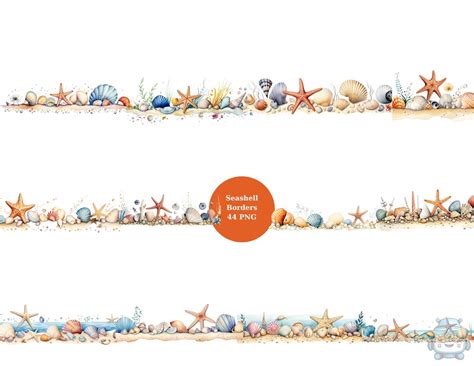 44 Seashell Borders Watercolor Clipart Border Clipart Png Individual