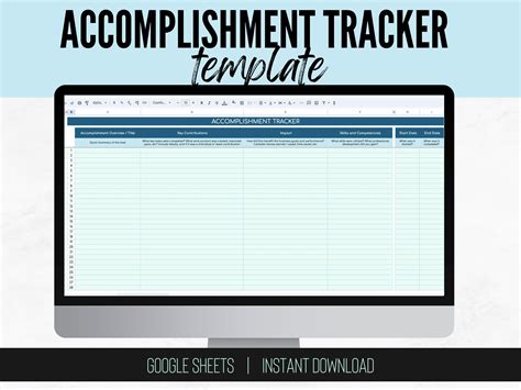 Accomplishment Tracker Brag Spreadsheet Professional Development