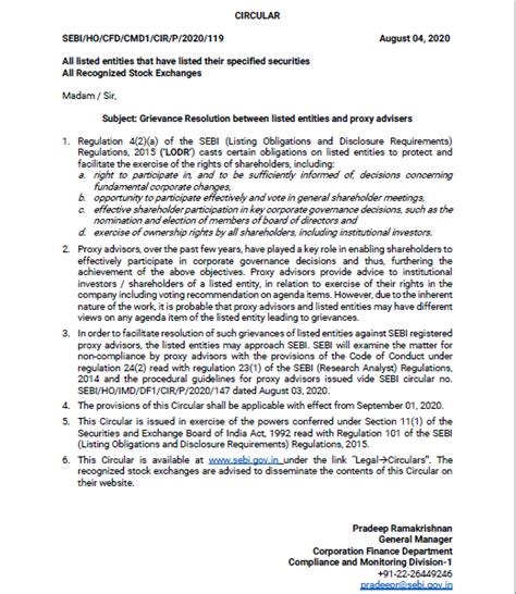 sebi grievance resolution between listed entities and proxy advisers