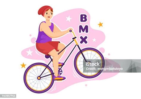 Bmx 자전거 스포츠 일러스트 레이 션 웹 배너 또는 평면 만화 손 그리기 배경 템플릿의 랜딩 페이지를 위해 자전거를 타는 젊은이들과 함께 Bmx 자전거타기에 대한 스톡
